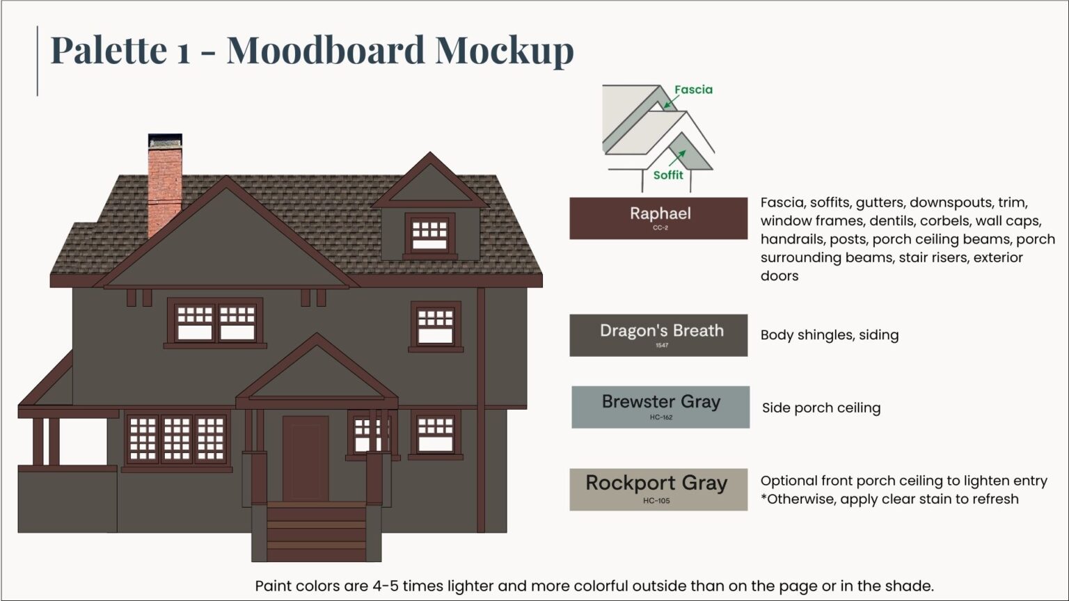 Benjamin Moore Earthy Russet Brown Exterior Color Palette - Color Concierge